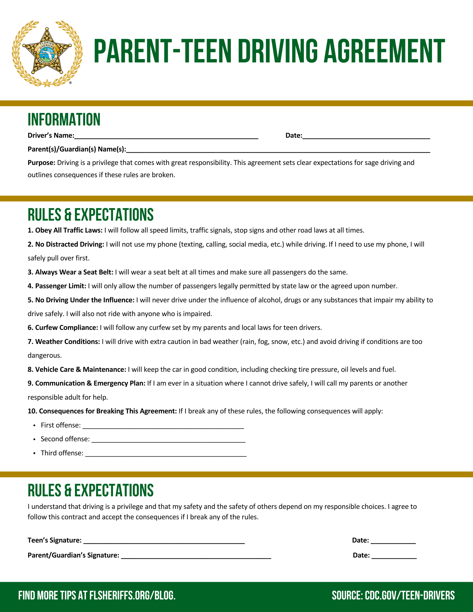 Public Safety Tip: Teen Driving Tips | Florida Sheriffs Association